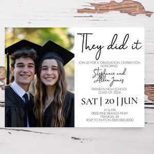 They Did It Graduation Party Invitation Template, Printable Double ...