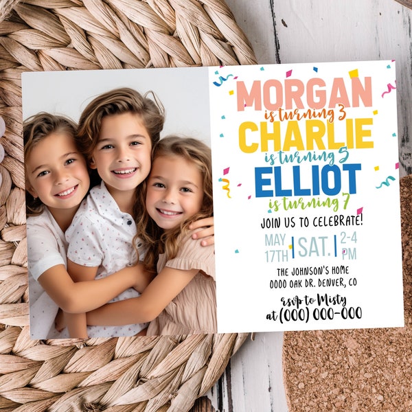 Sibling Birthday Invitations - Etsy