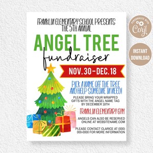 Editable Angel Tree Fundraiser Flyer Christmas Holiday - Etsy