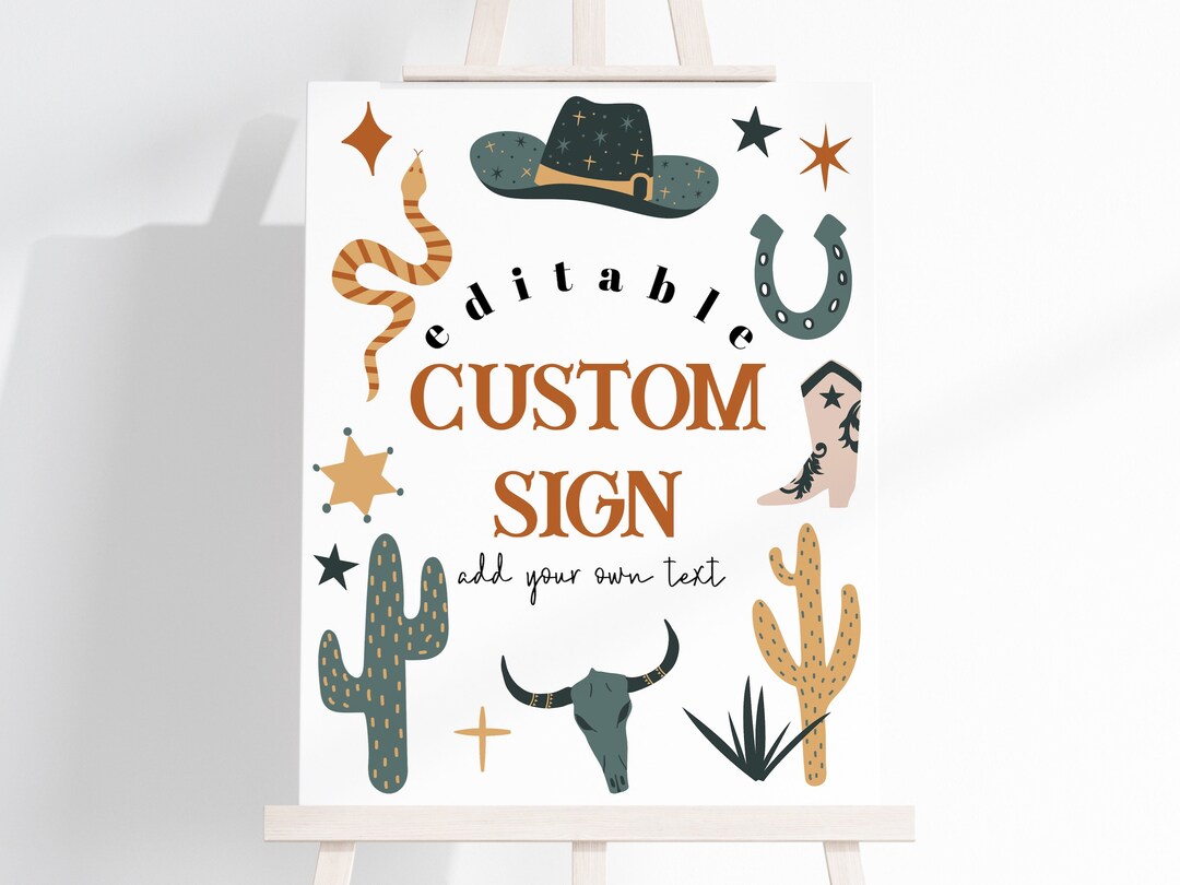 Editable Western Welcome Sign Template, Rodeo Birthday Sign, Cowboy ...