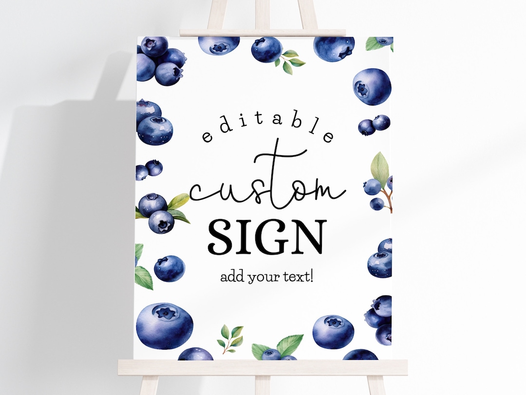 Editable Blueberry Welcome Sign Printable Template, Digital Download - Etsy