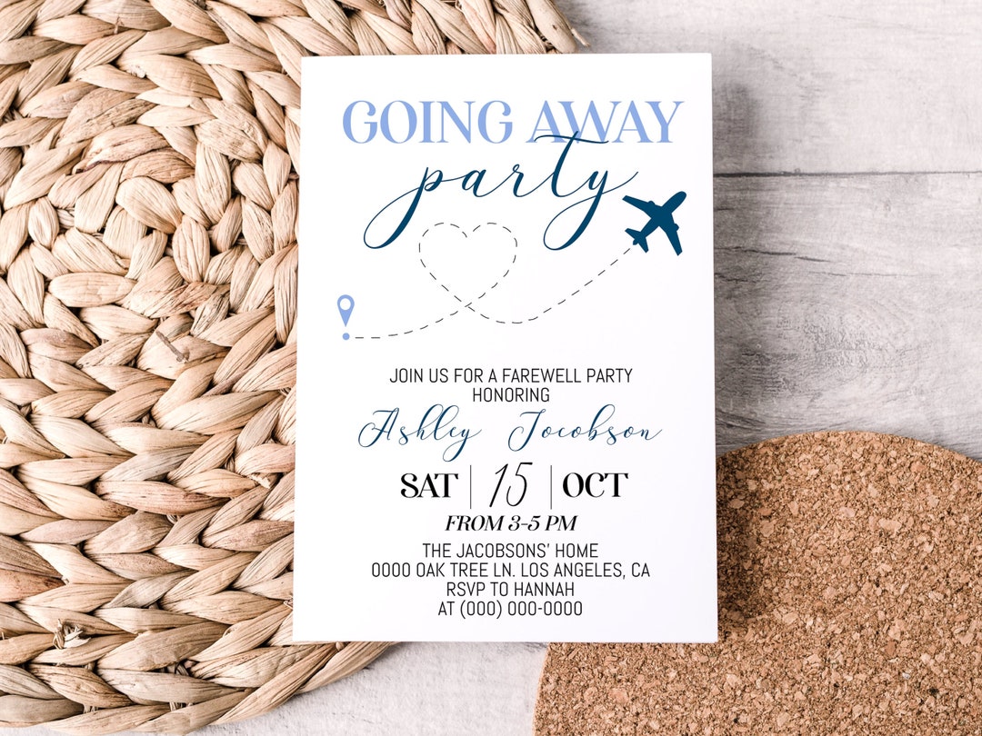 Editable Going Away Party Invitation Template: Printable Airplane ...