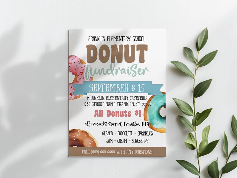 Editable Donut Fundraiser Flyer Template - Etsy