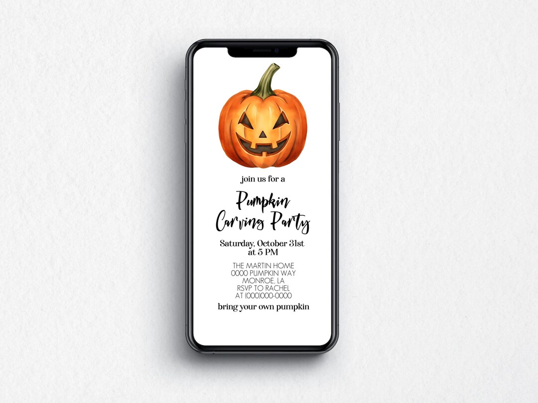 Editable Pumpkin Carving Text Invitation Template, Halloween Party ...