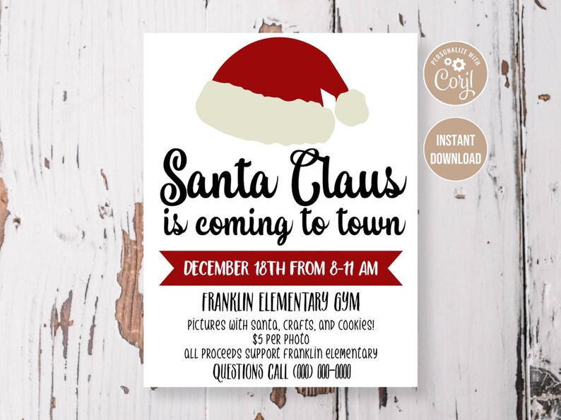 Editable Photos With Santa Flyer Christmas Holiday Digital - Etsy