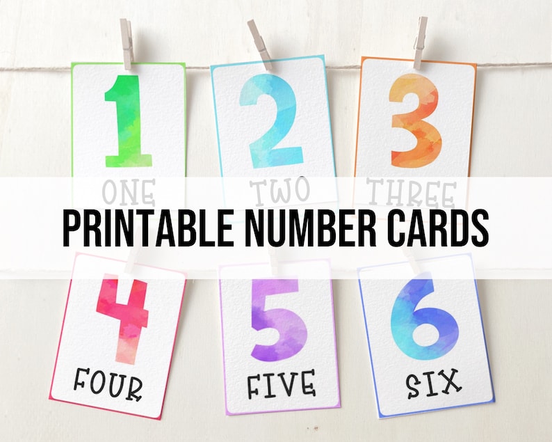 Printable Numbers Flash Cards: 1-10 Counting Flashcards (digital) - Etsy