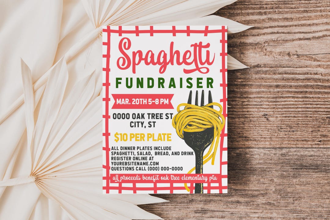 Editable Spaghetti Dinner Fundraiser Flyer Template - Etsy