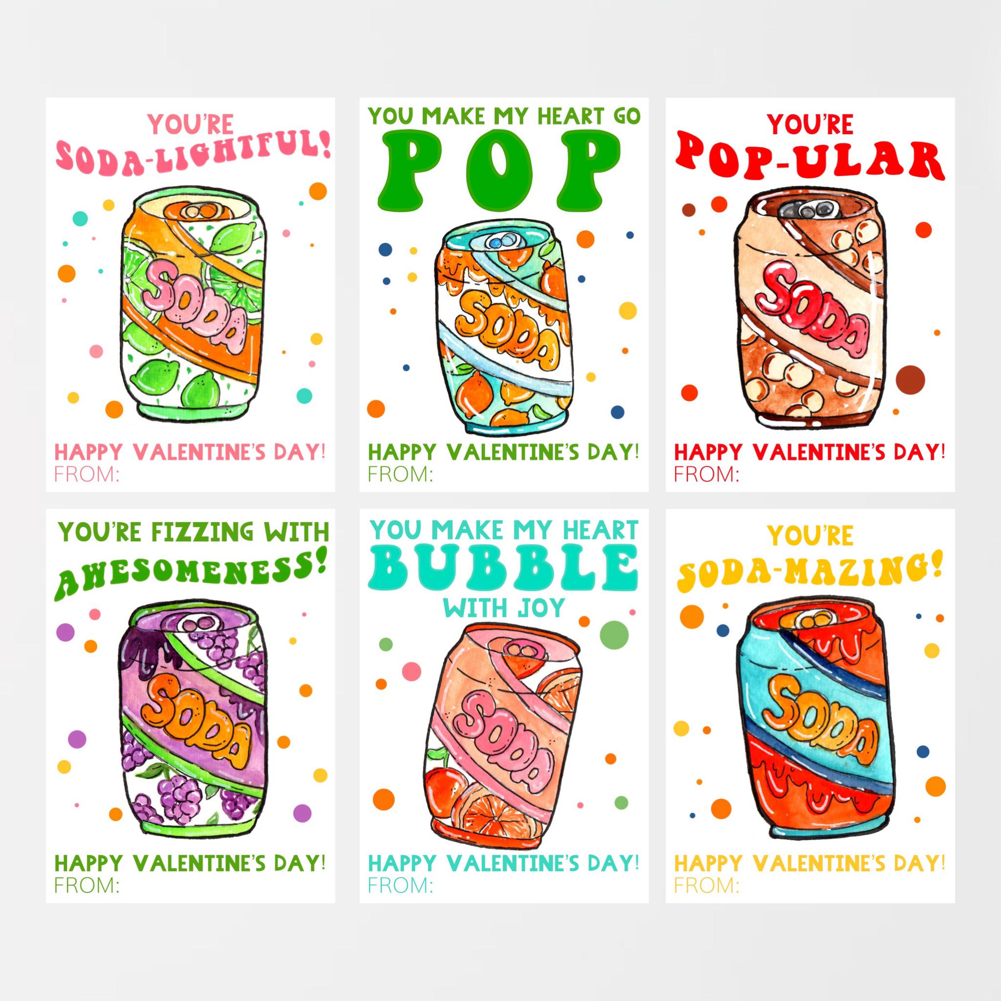 Printable Soda Kid’s Valentines Cards - Etsy