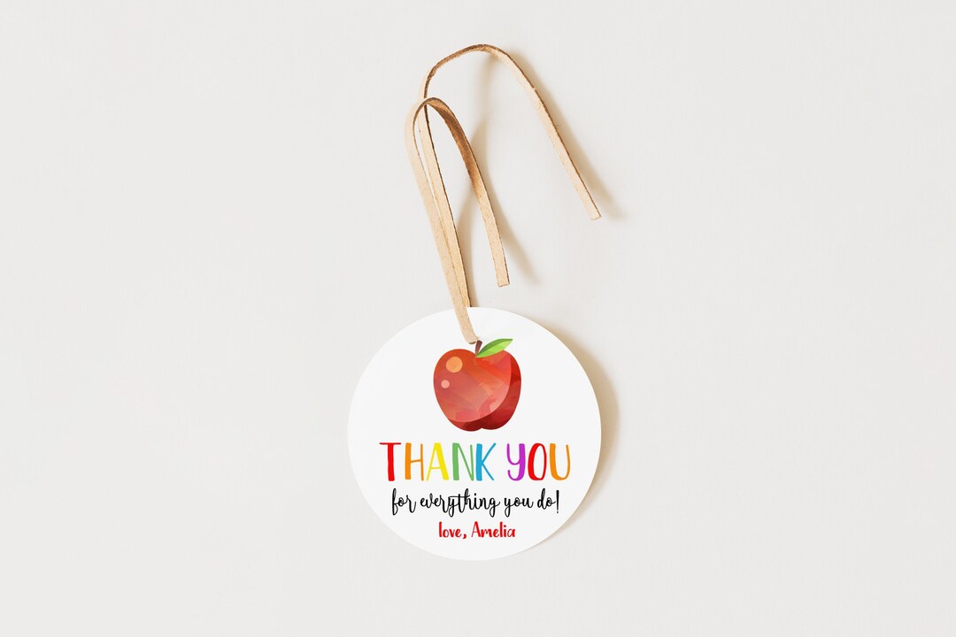 Editable Teacher Appreciation Round Tag Template - Etsy