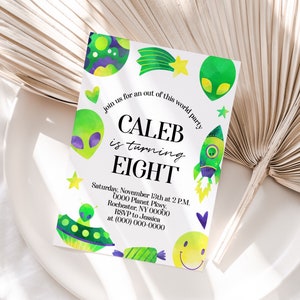 Editable Alien Birthday Invitation Template - Etsy