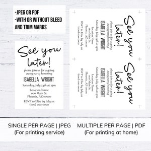 Editable Going Away Party Invitation Template, See You Later - Etsy