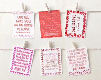 Set of 4 Printable Scripture Valentine Cards, Christian Valentine Cards ...