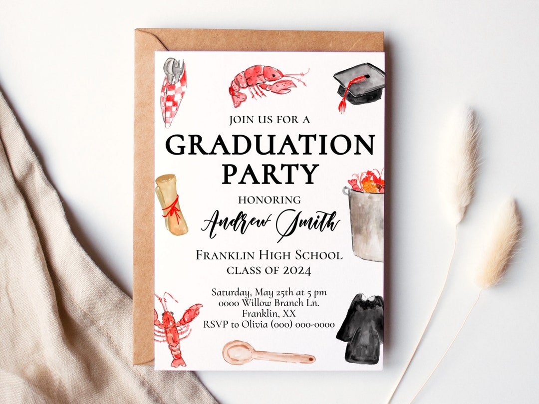 Crawfish Boil Graduation Invitation Template - Etsy