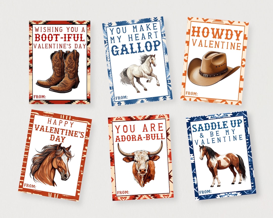Printable Western Kids Valentines Cards - Etsy