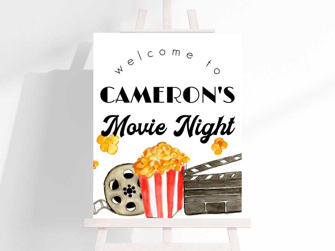 Editable Movie Night Party Sign Template - Etsy