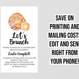 Editable Brunch Text Invitation Template - Etsy