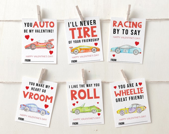 EDITABLE Hot Wheels, Monster Truck, Car Valentine Cards, Kid Valentine ...