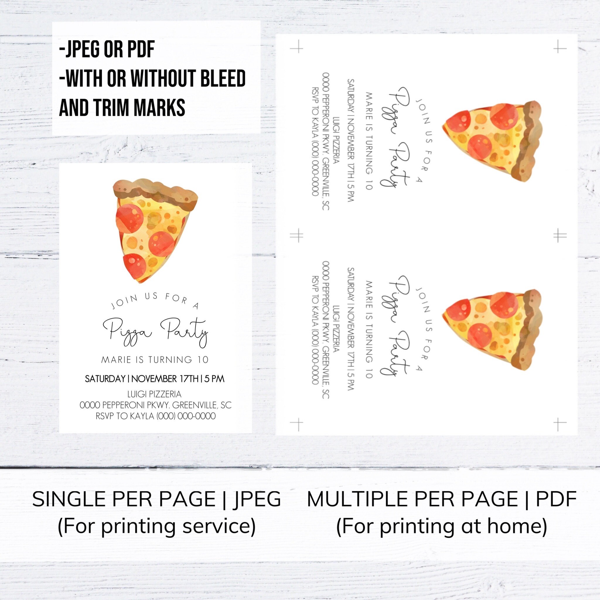 Editable Pizza Party Invitation Template - Etsy