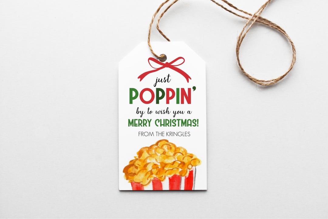 Editable Popcorn Christmas Tag Template - Etsy