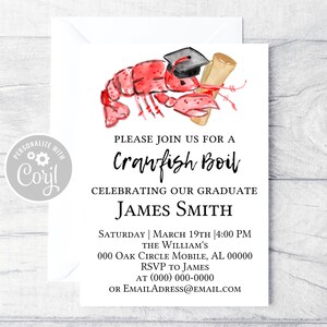 Crawfish Boil Graduation Invitation Template - Etsy