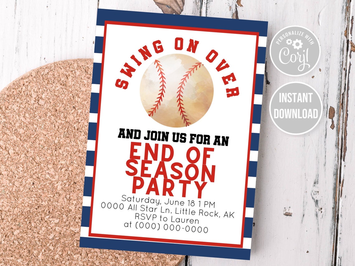 Editable Baseball Invitation Baseball Party Sports Party - Etsy