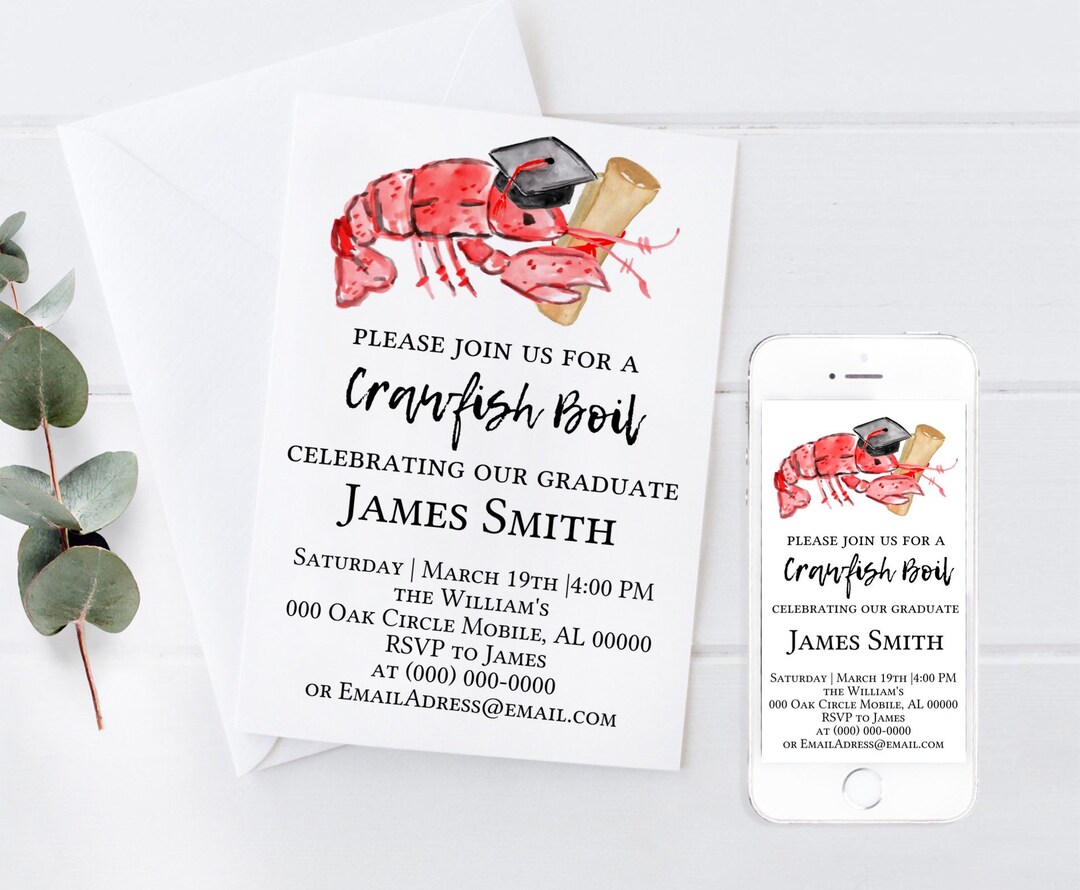 Crawfish Boil Graduation Invitation Template - Etsy