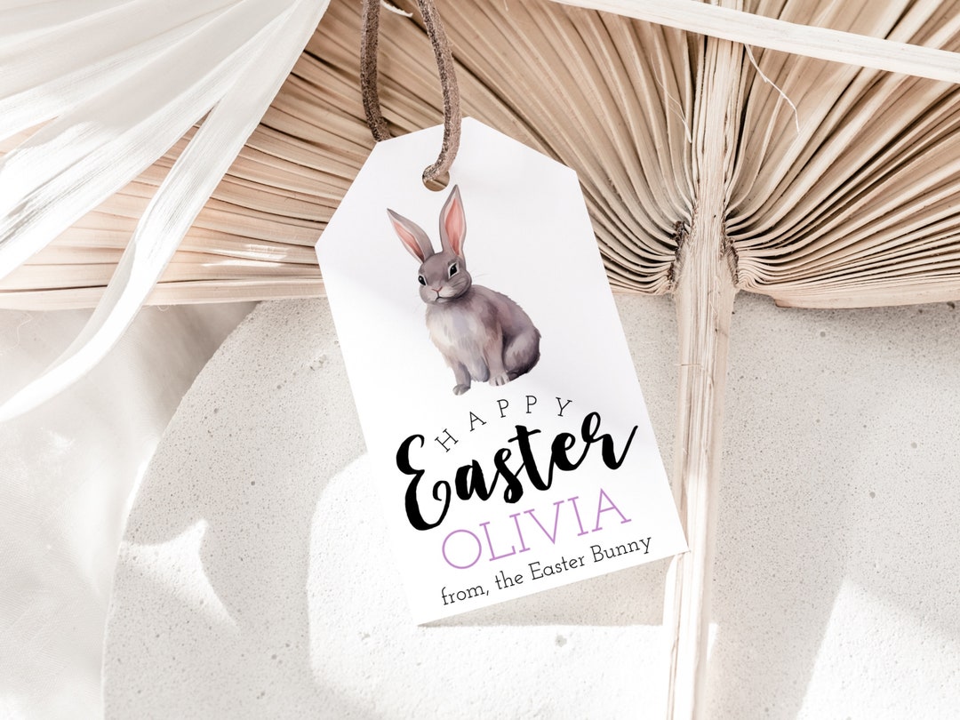 Editable Easter Bunny Printable Tag Template - Etsy
