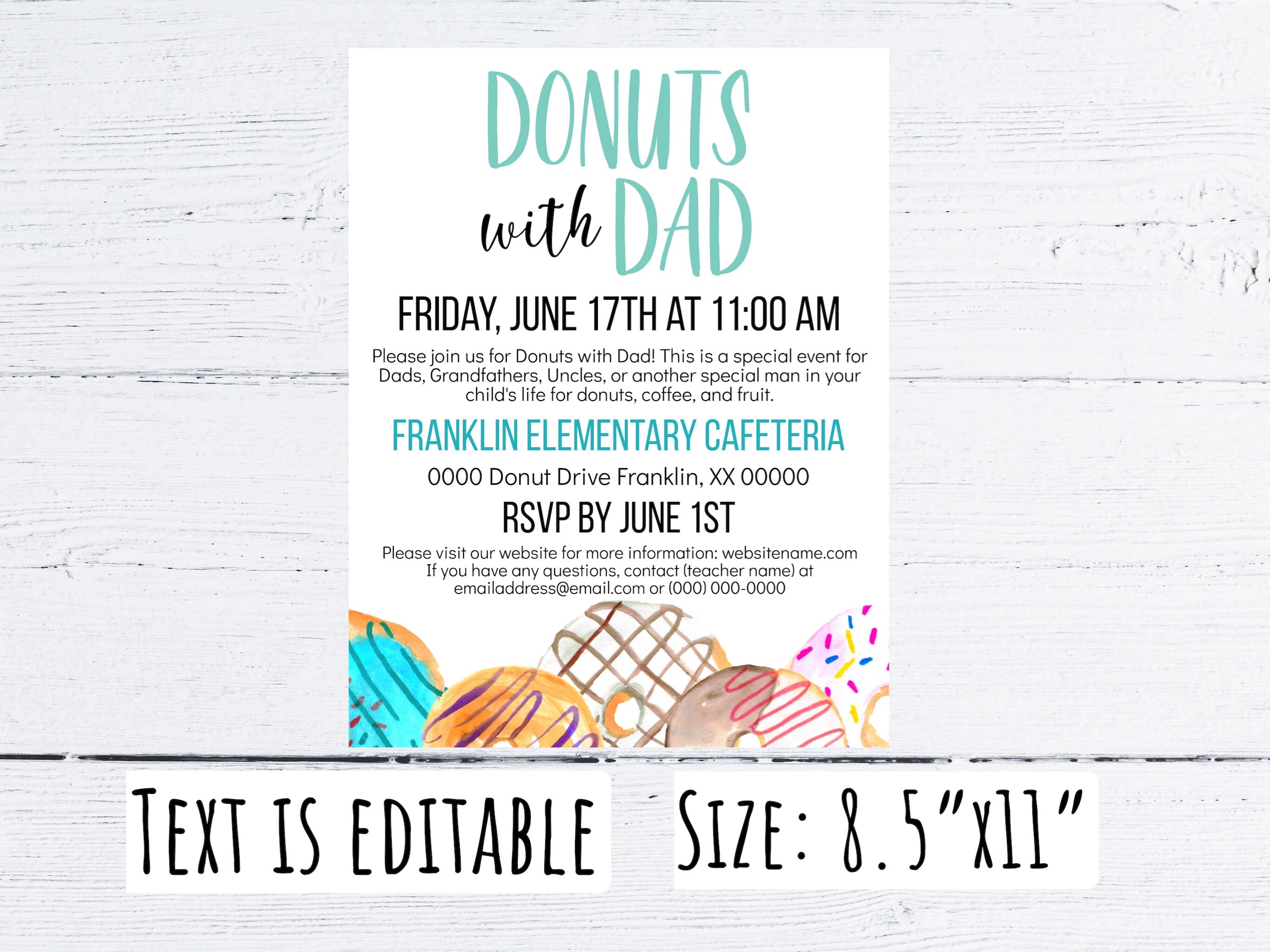 Donuts With Dad Flyer: Editable Father's Day Event Template - Etsy