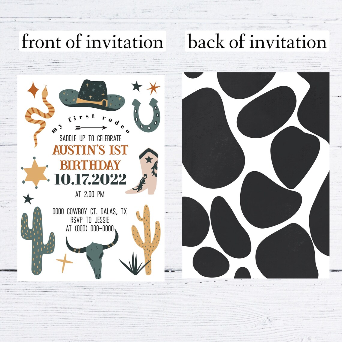 Editable My First Rodeo Birthday Invitation Cowboy 1st - Etsy