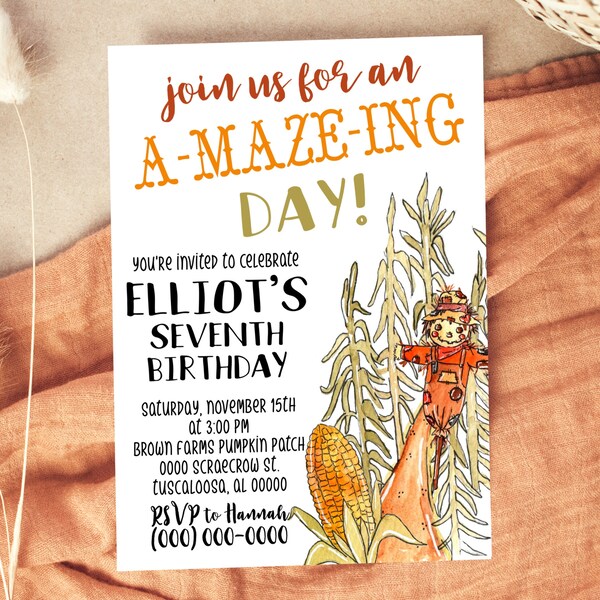 Corn Maze Birthday Party Invitations - Etsy