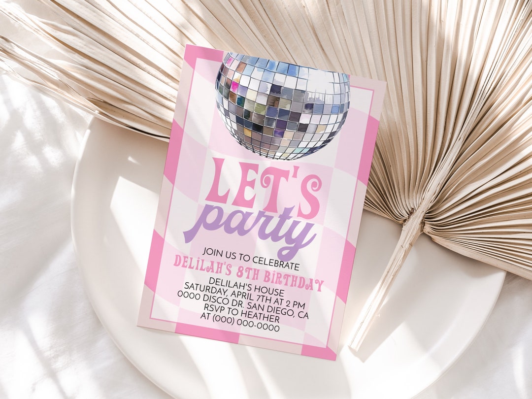 Editable Disco Birthday Invitation Groovy Retro Dance Party Invite ...