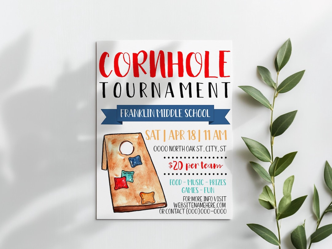 Editable Cornhole Tournament Flyer Template - Etsy
