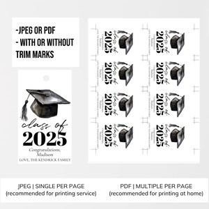 Editable Class of 2025 Graduation Tag Template - Etsy