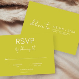 Editable Chartreuse Wedding Invitation Template Set - Etsy