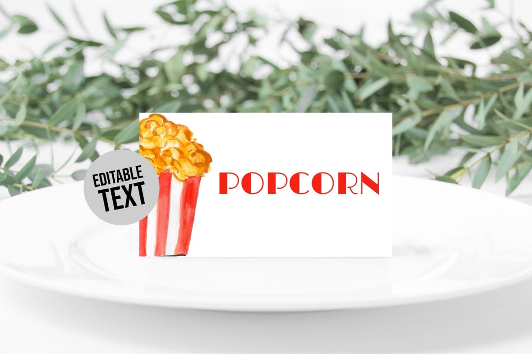 Editable Movie Popcorn Tent Card Template - Etsy