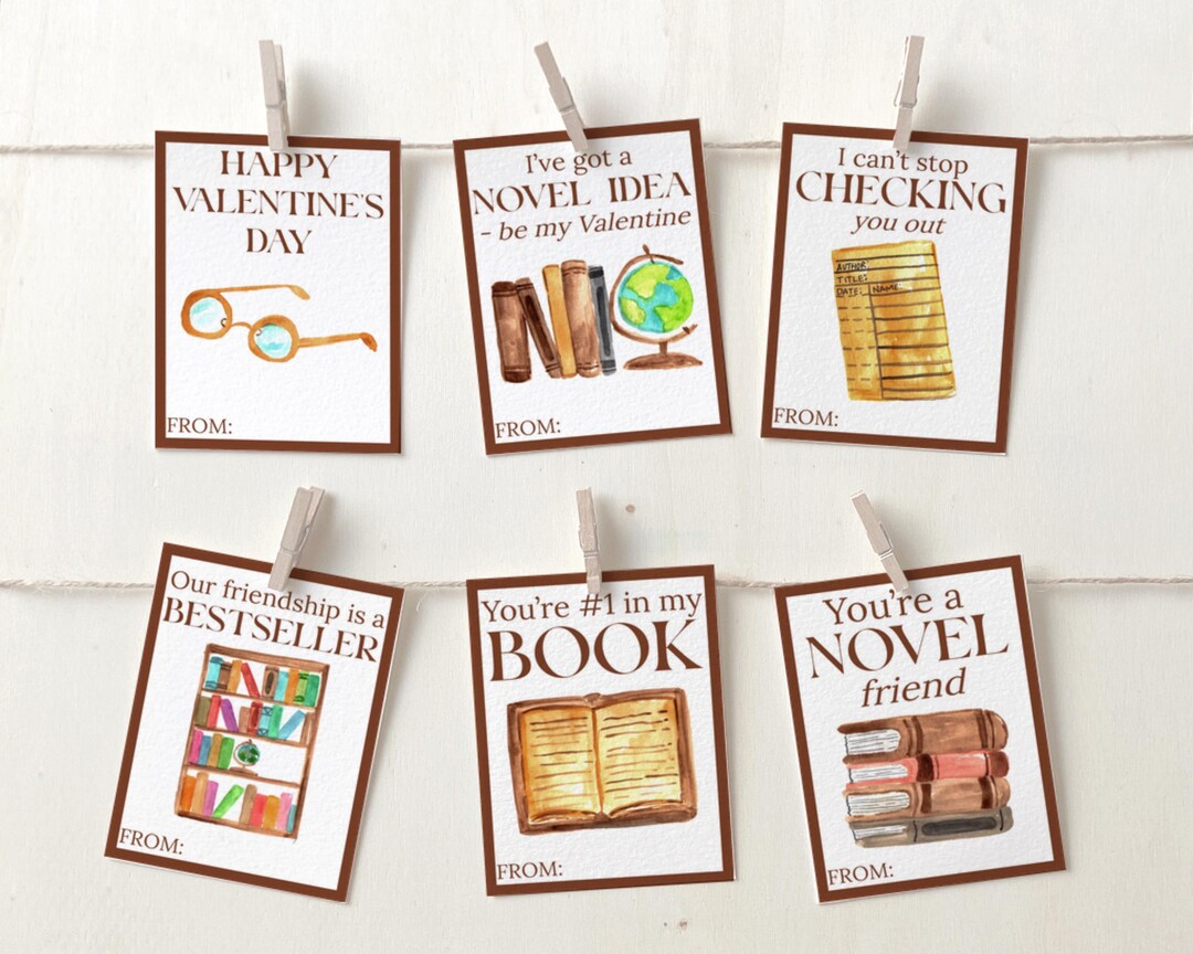 Printable Books Valentines Cards - Etsy
