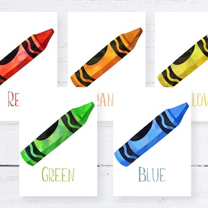 Printable Color Flashcards, Crayon Cards, Preschool Flashcard, Instant ...
