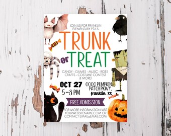 Editable Halloween Party Flyer, Trunk-or-treat, Digital Download ...