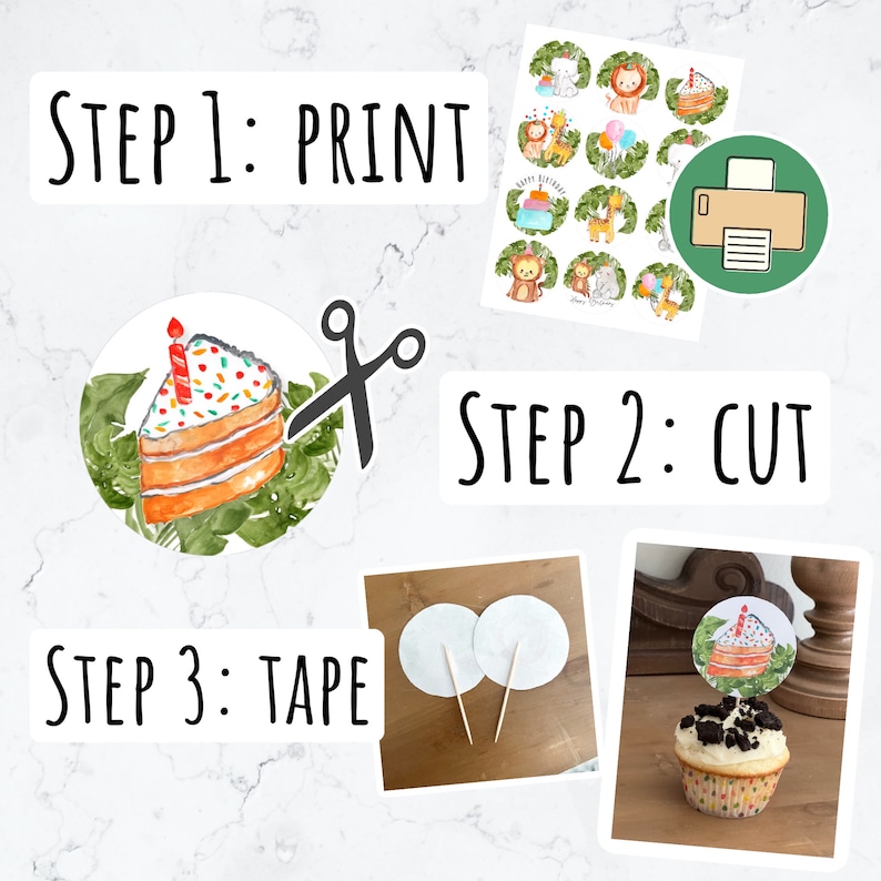 Printable Safari Cupcake Toppers Template (digital) - Etsy