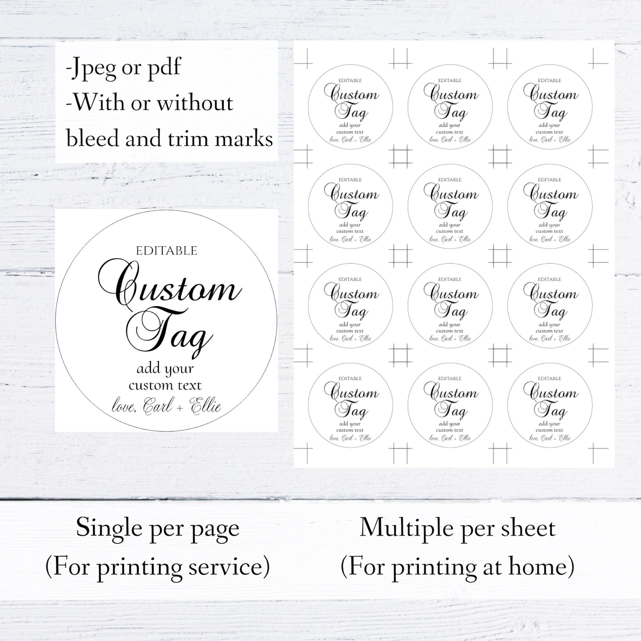 Editable Round Tag Template: Custom Printable Tags - Etsy