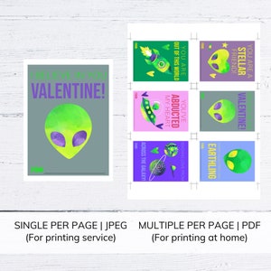 Printable Alien Kid’s Valentines Cards - Etsy