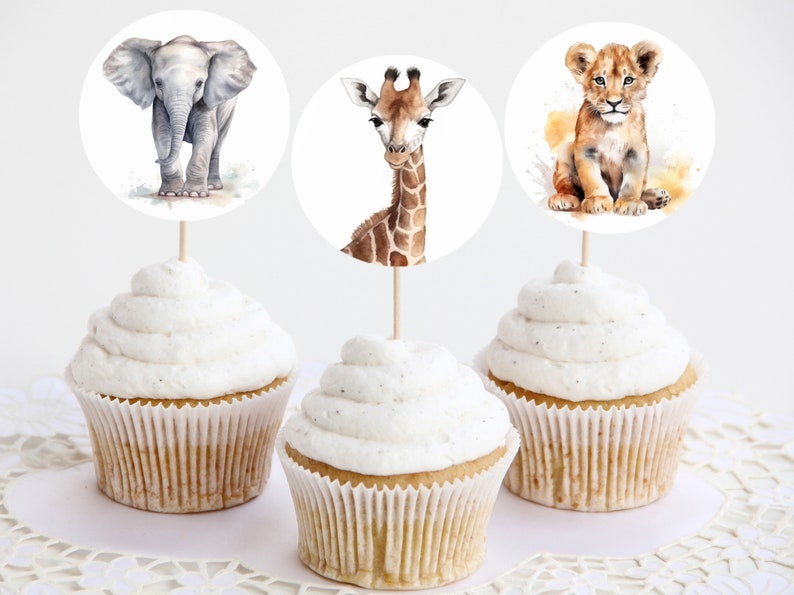 Printable Safari Cupcake Toppers Template (digital) - Etsy