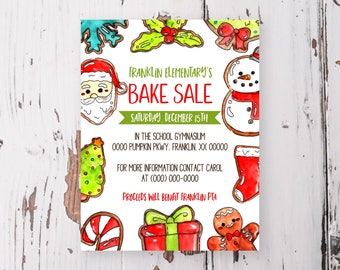 Editable Holiday Bake Sale Flyer Template, Christmas Event, Church Bake ...