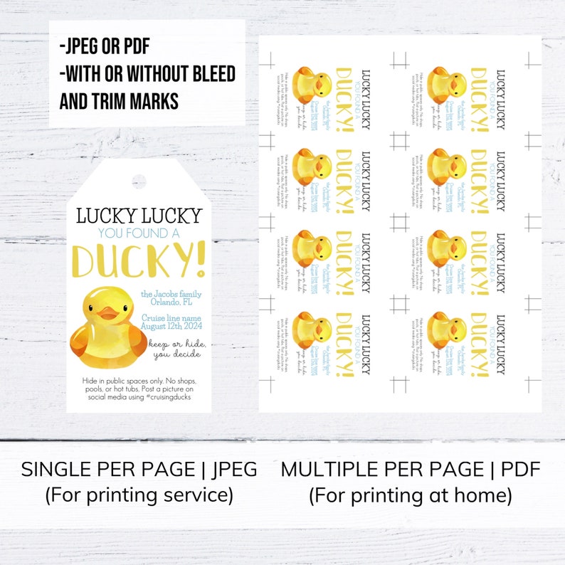 Editable Cruising Duck Tag Template - Etsy