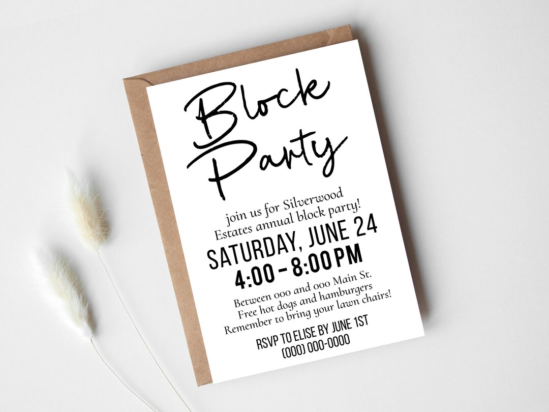 Editable Block Party Invitation Template - Etsy