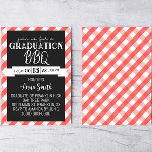 Editable Graduation BBQ Invitation Template, Printable Grad Party ...