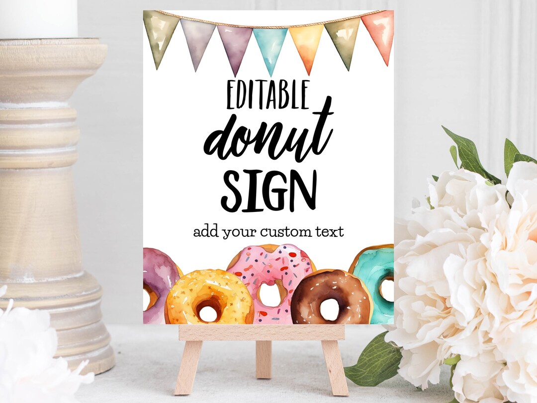 Editable Donut Party Sign Template - Etsy