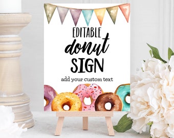 Editable Donut Welcome Sign. Boy Donut Party Sign. Blue Boy Doughnut ...