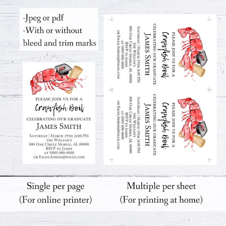 Crawfish Boil Graduation Invitation Template - Etsy