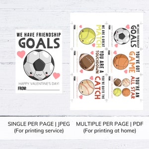 Printable Sports Valentines Cards Kids Valentines Cards - Etsy